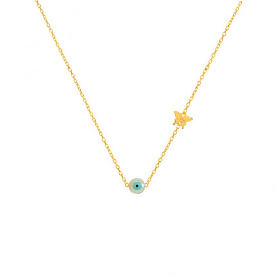 Gold chain with eye shell stone