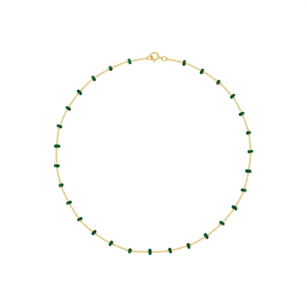 Gold chain 18k with Emerals stones